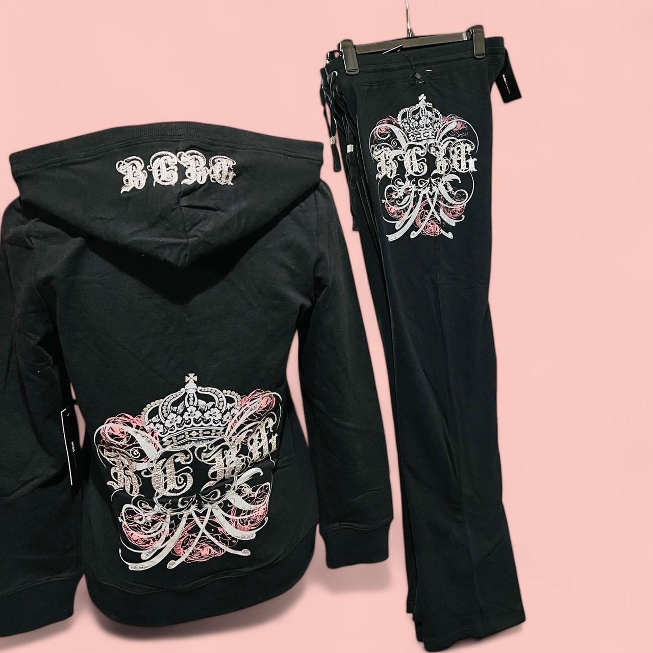 BCBG tracksuit with rhinestone crown on hoodie and... - Depop