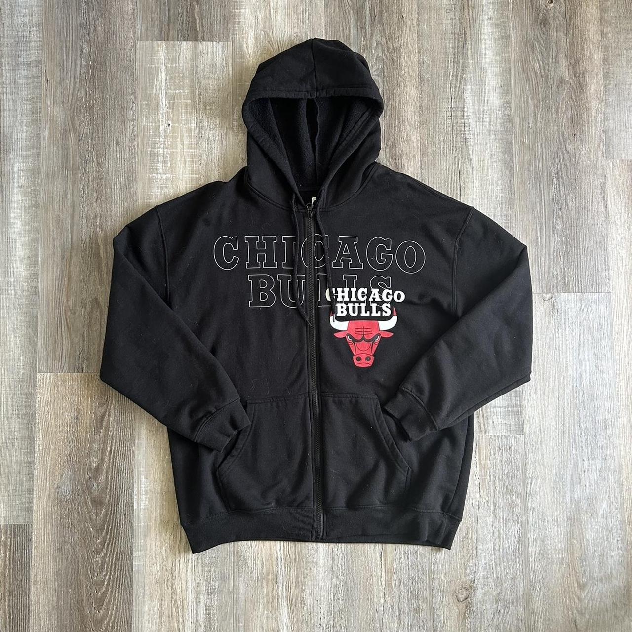 oversized bulls zip up size: XL •only worn once,... - Depop