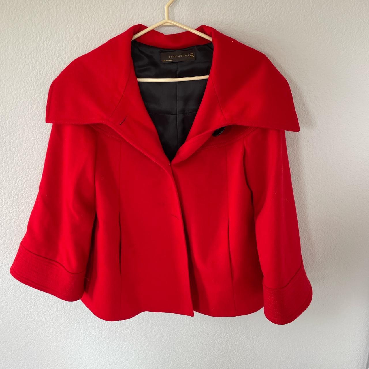Zara Women's Red Coat | Depop