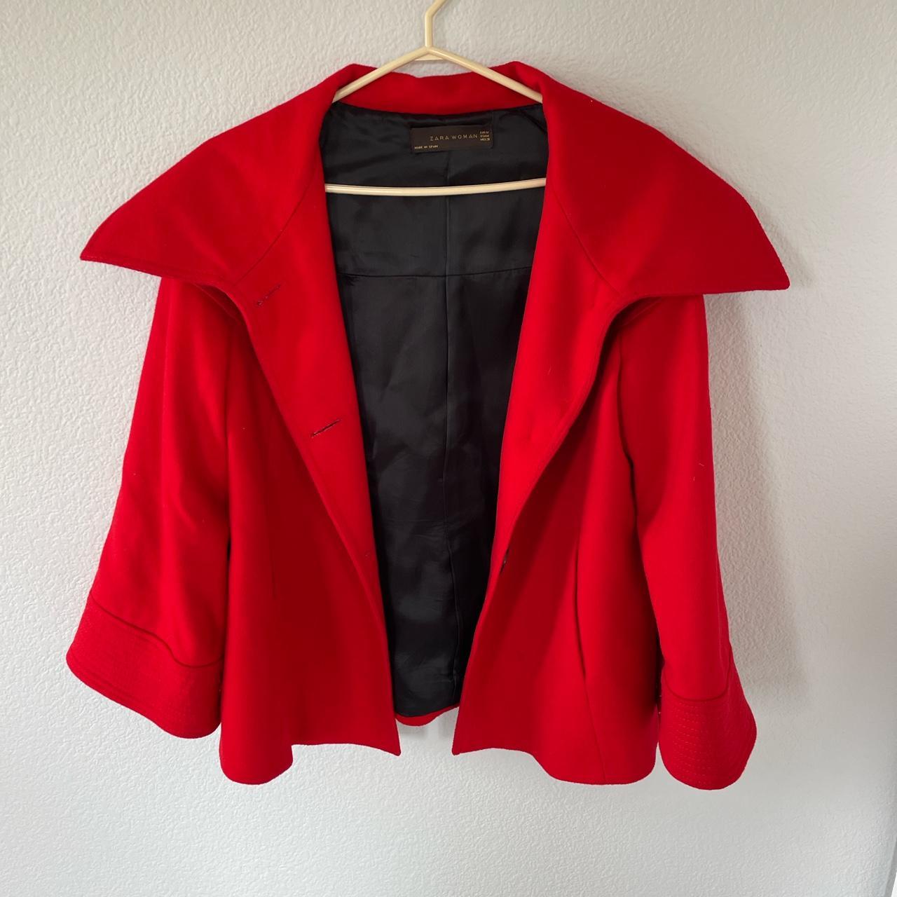 Zara Women's Red Coat | Depop