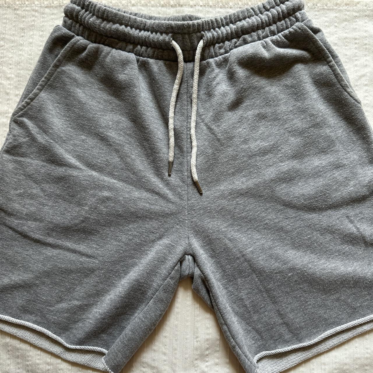 grey drawstring shorts 52% cotton/48% polyester - 🚛... - Depop