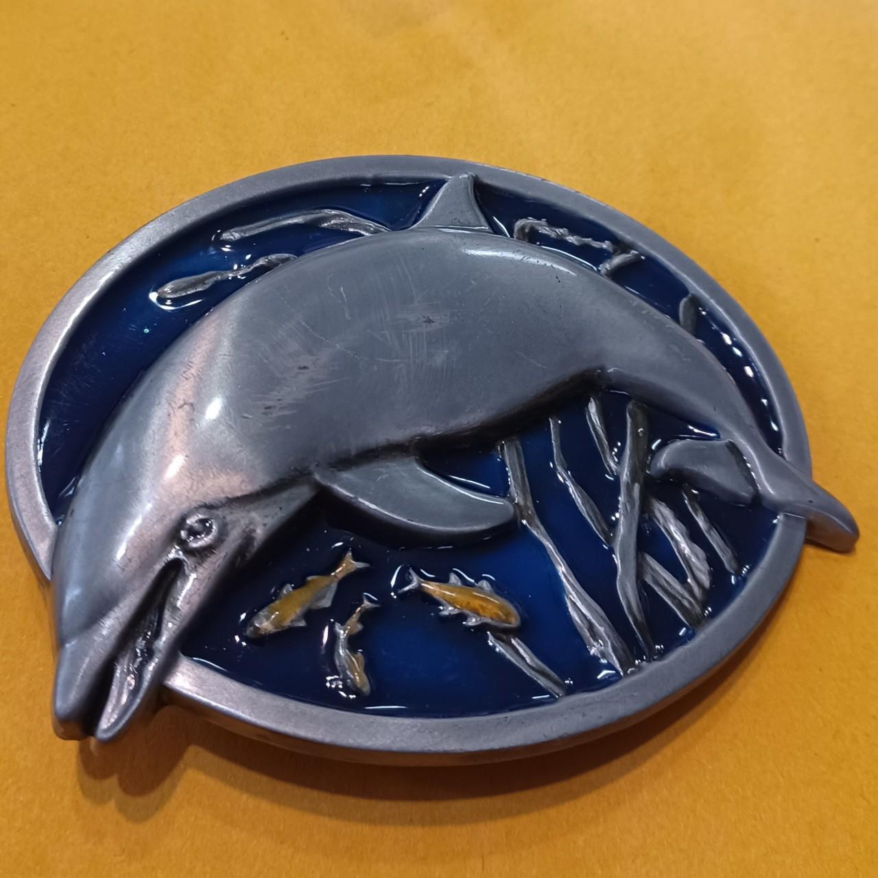 A BEAUTIFUL DOLPHIN BELT BUCKLE MEASURES ABOUT 3.5... - Depop