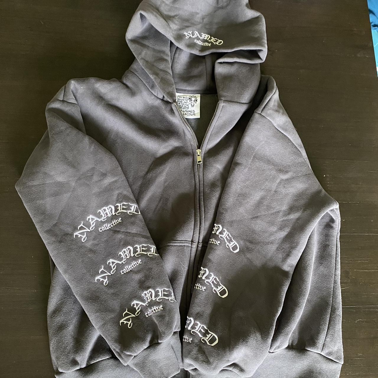 Named Collective Women's Black and Grey Hoodie | Depop