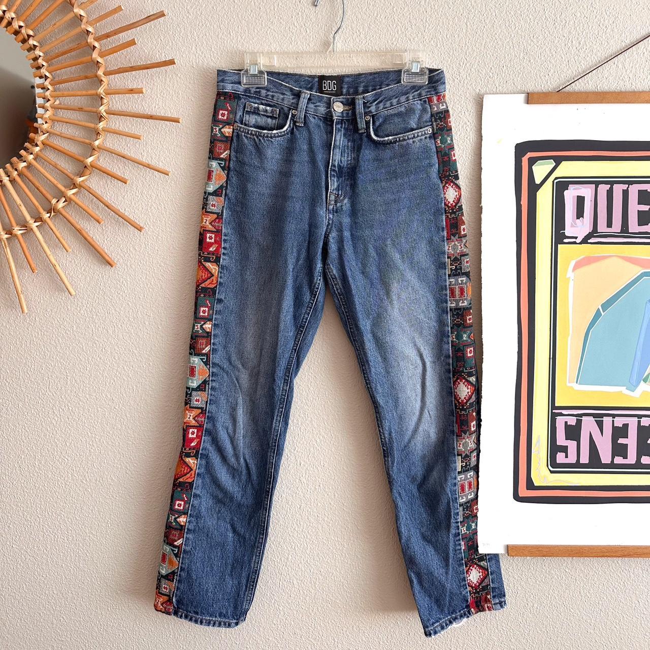 BDG jeans with paneled print on sides. Very loved... - Depop