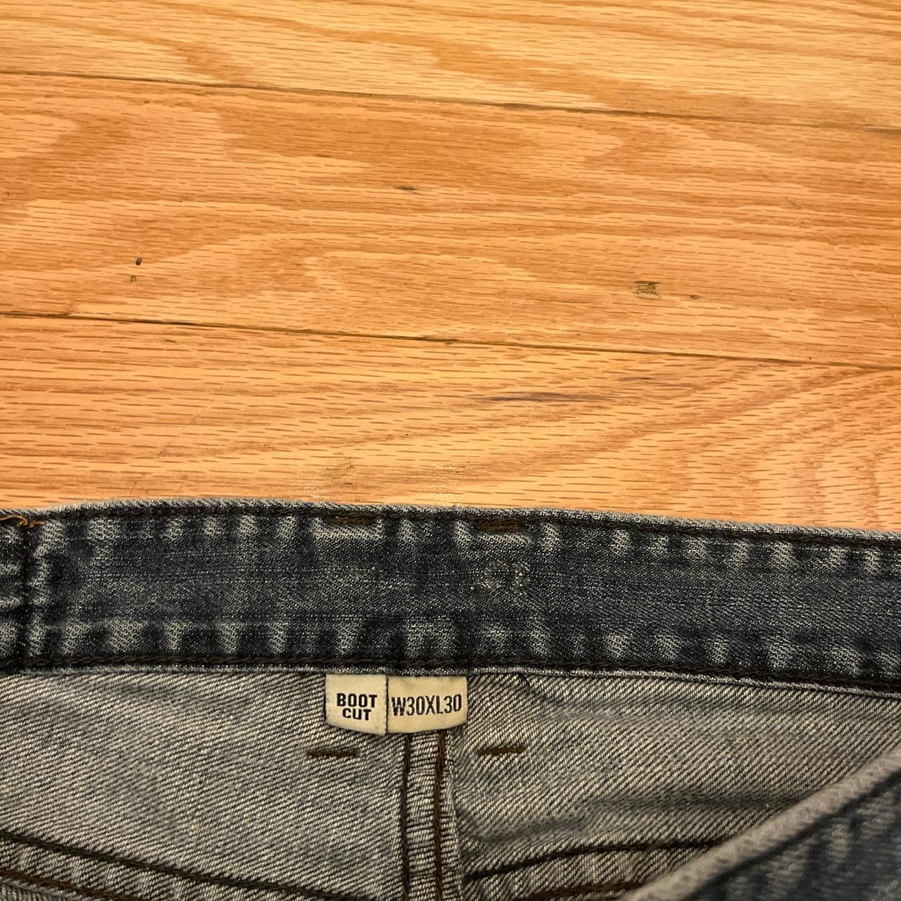 blue washed flypaper bootcut jeans 30x30 8.5 inch... - Depop