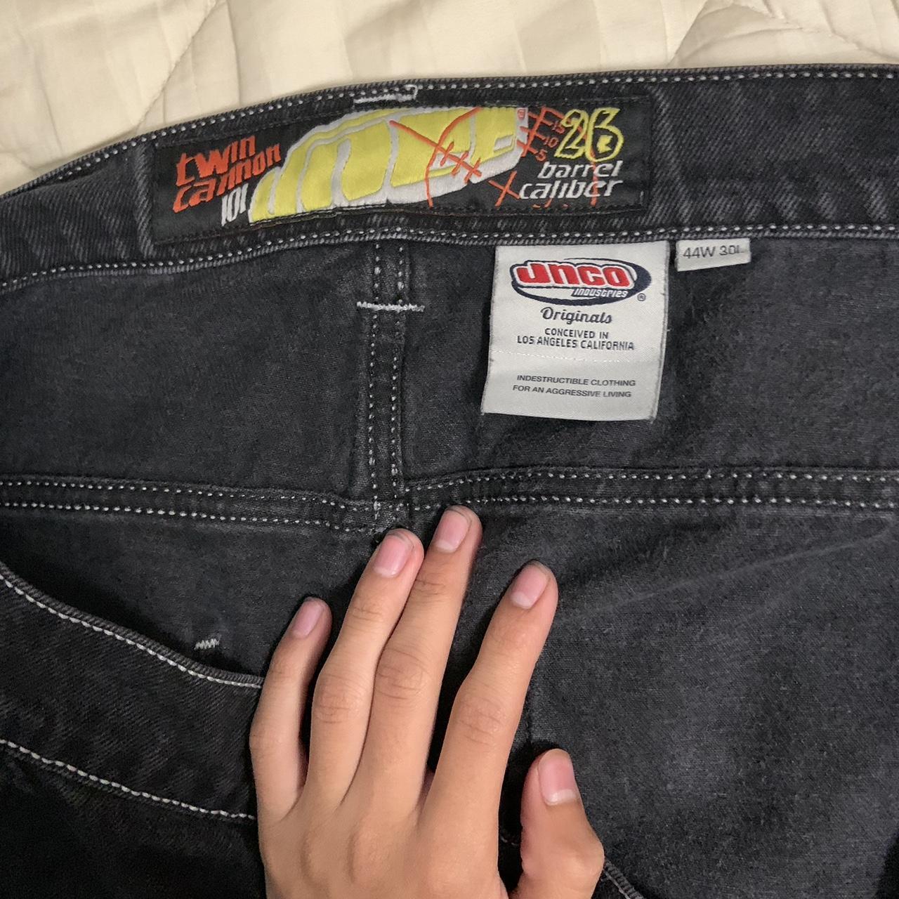 Baggy black jeans JNCOS!!!!! Their a stain in the... - Depop