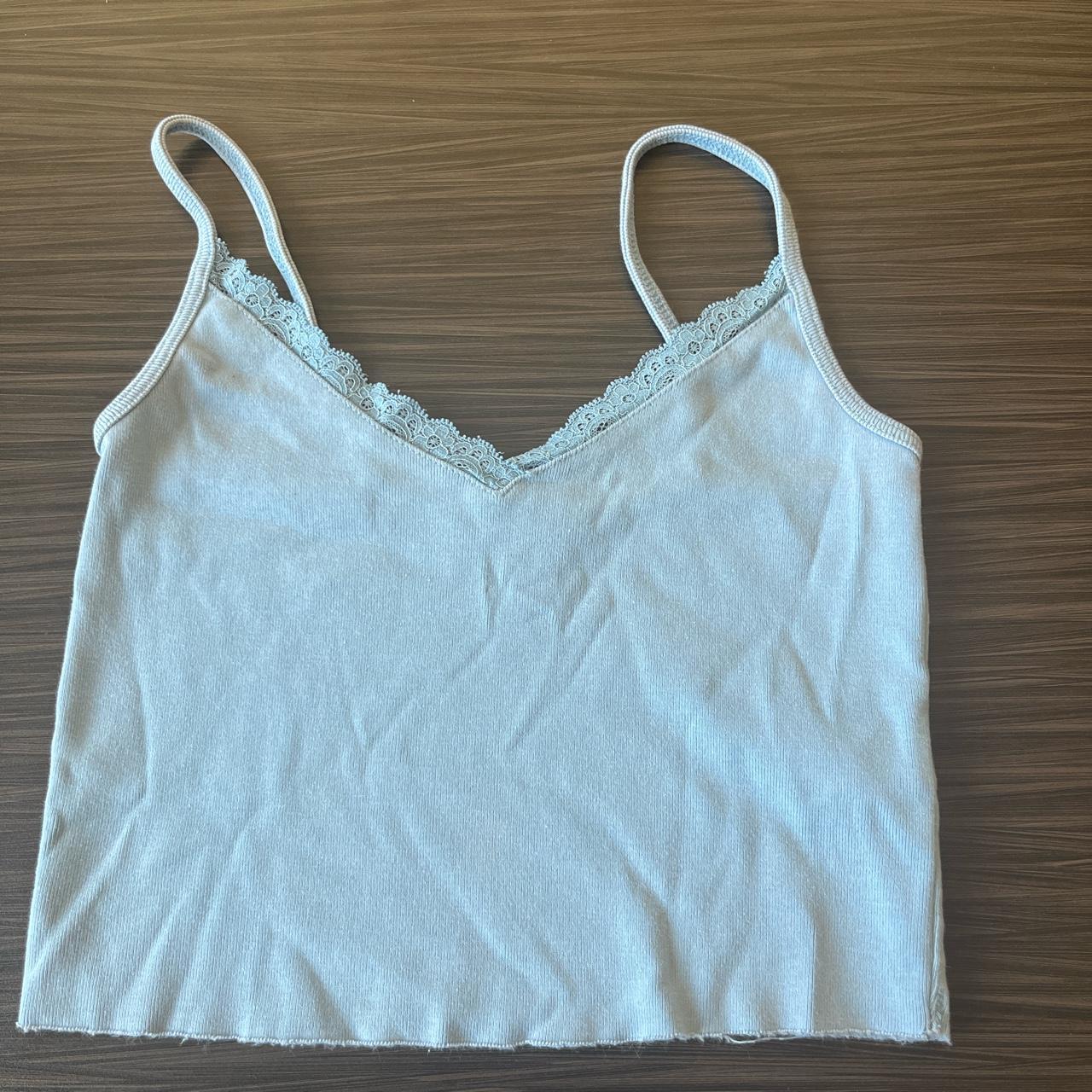 SIZE 4 but fits XS Topshop baby blue cropped cami... - Depop