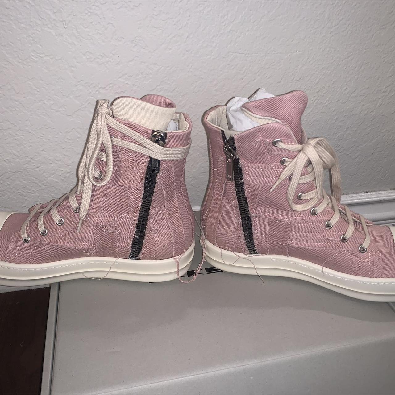 Rick Owens Ramones Slashed Faded Pink Sneakers.... - Depop