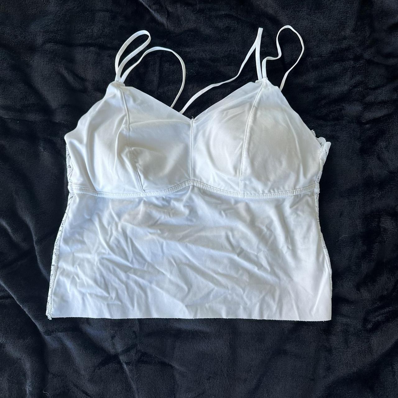 white singlet with pretty detailed back worn twice... - Depop