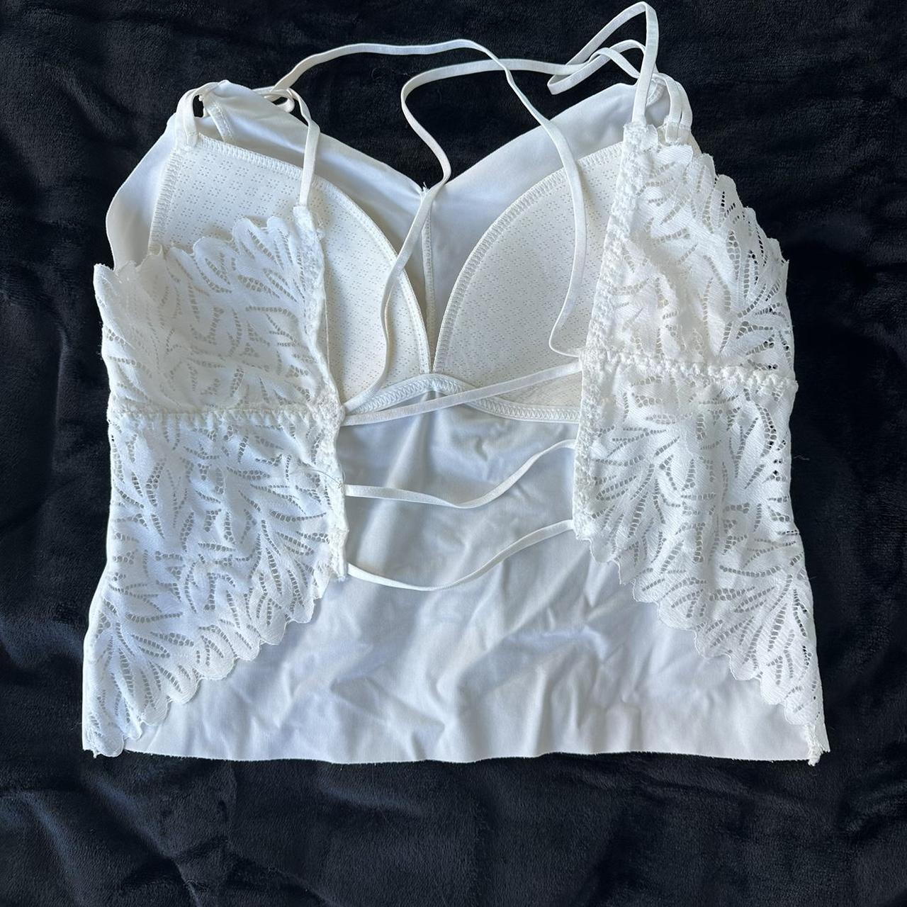 white singlet with pretty detailed back worn twice... - Depop