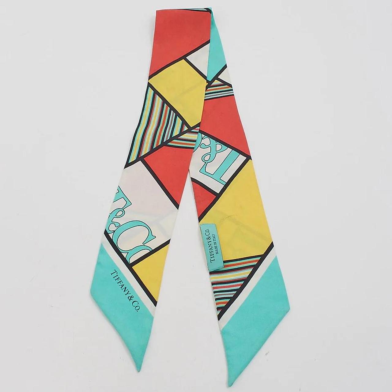 Tiffany & Co multi logo silk ribbon twilly #tco... - Depop