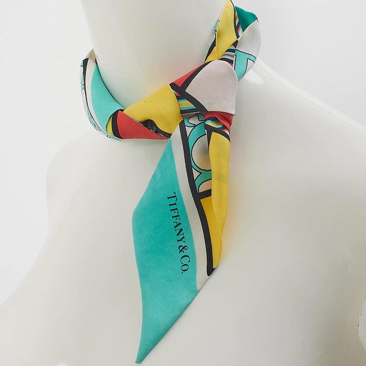 Tiffany & Co multi logo silk ribbon twilly #tco... - Depop