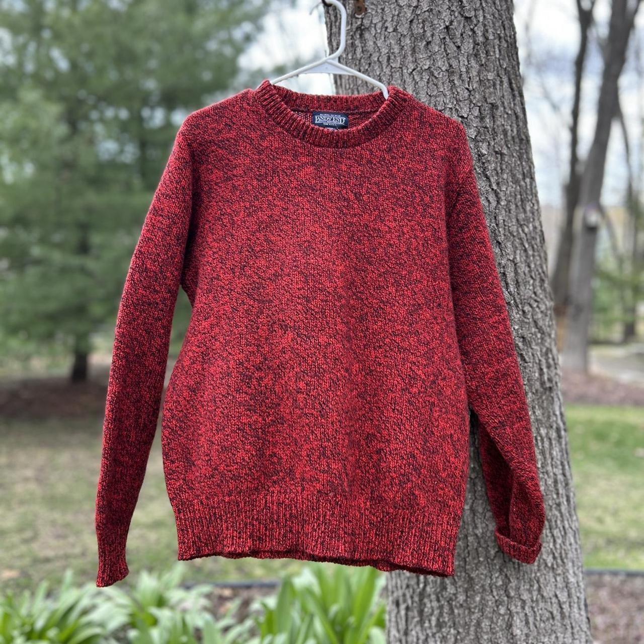 Lands End Wool Red Sweater Size: Medium 85%... - Depop