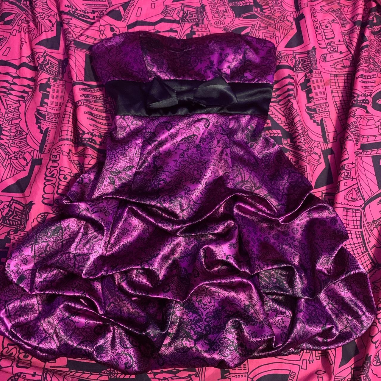 Ruby Rox Women's Purple and Black Dress | Depop