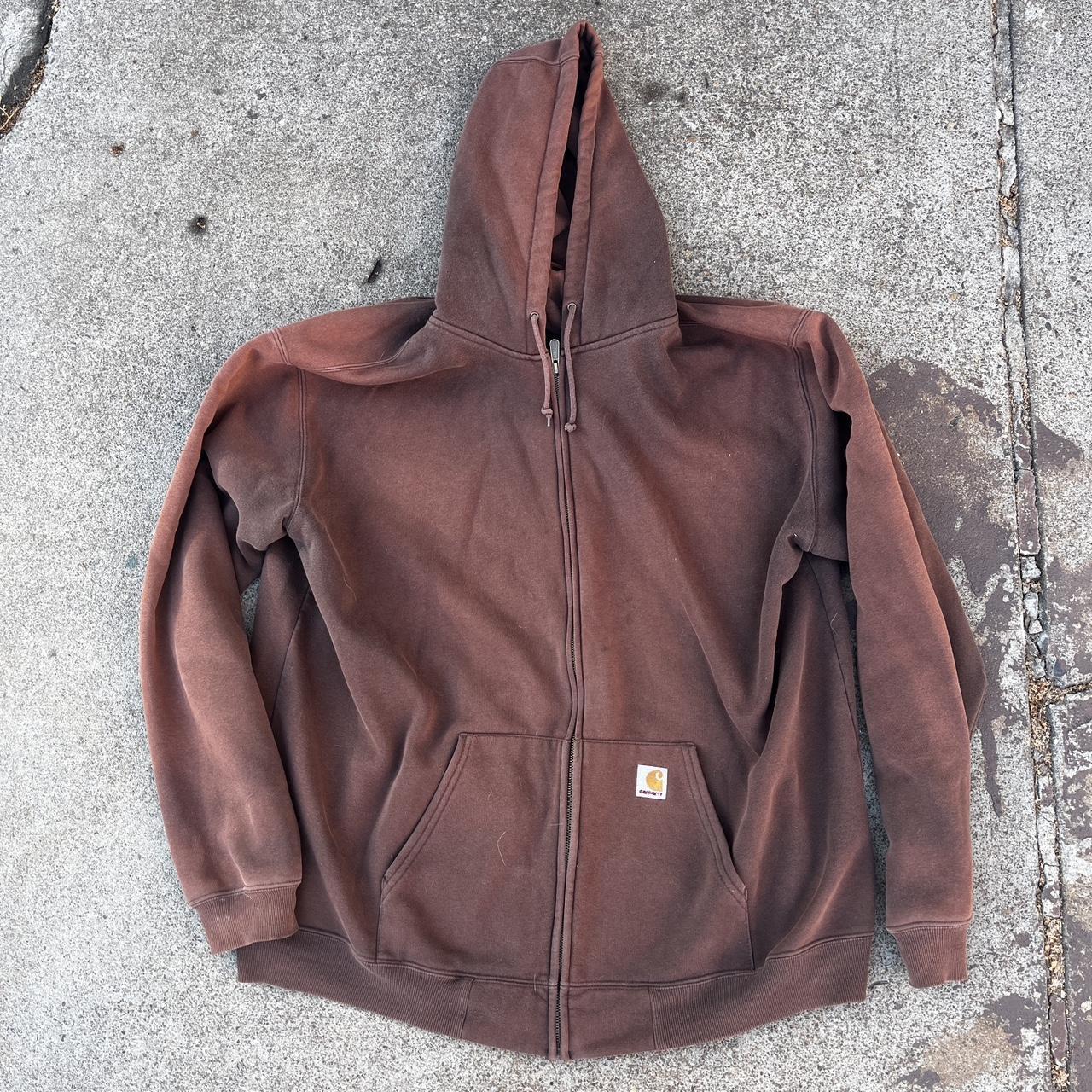 Brown faded 2xl carhartt zip up #utility #y2k - Depop