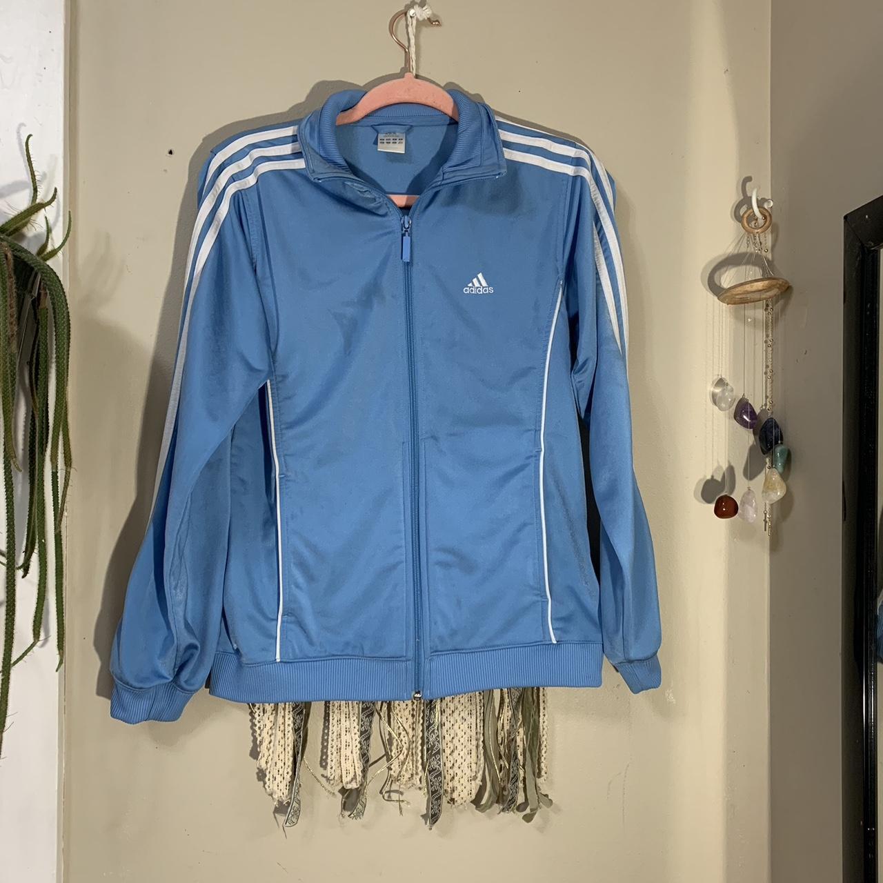 Baby Blue Adidas Track Jacket Size: L but fits like... - Depop