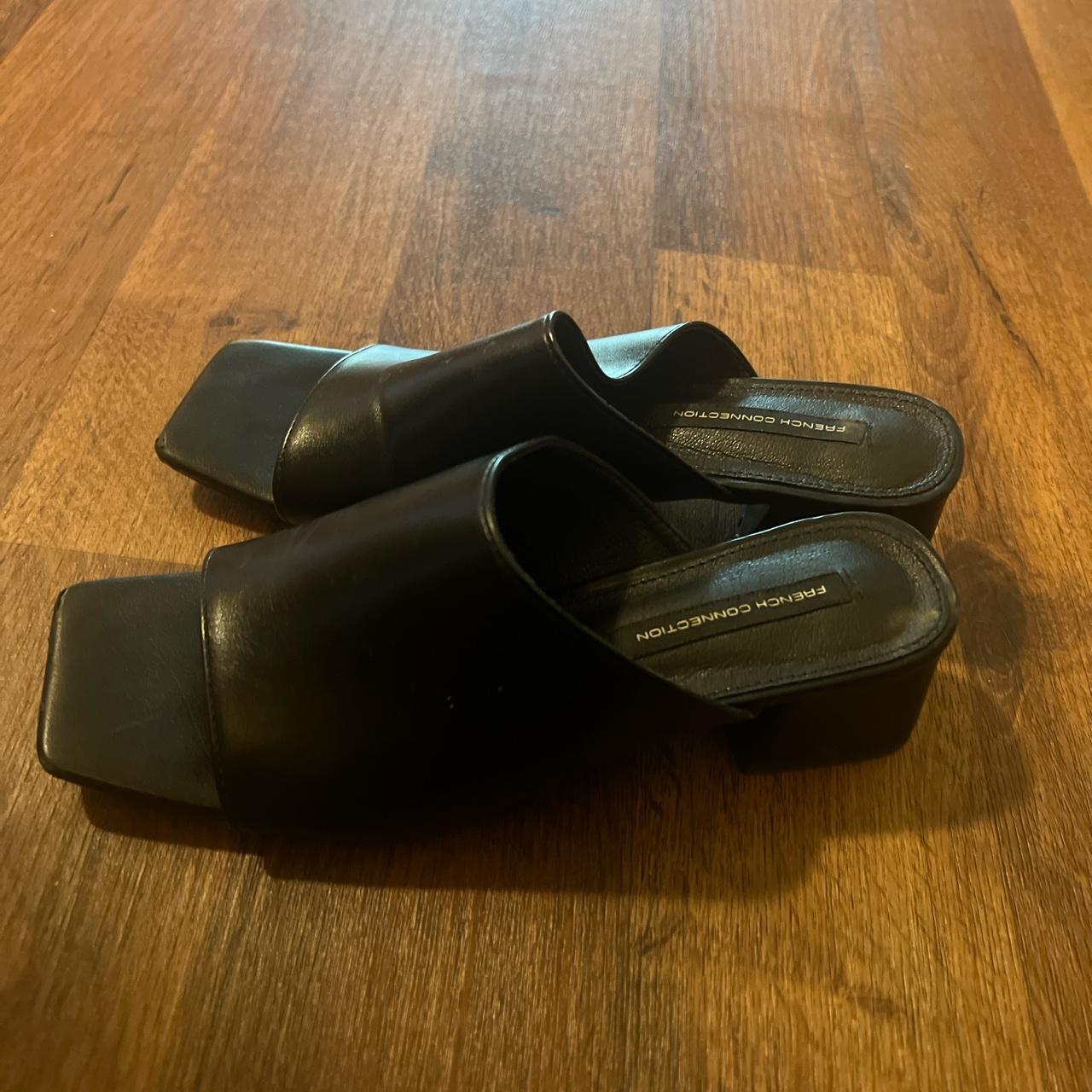 French connection black patent leather sandals with... - Depop