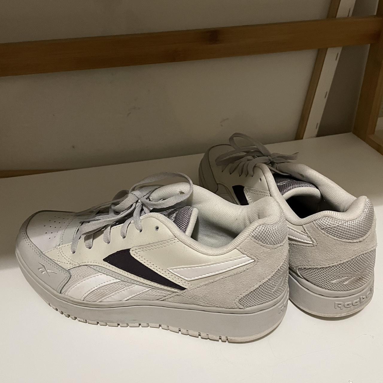 grey reebok court double mix trainers black & white... - Depop