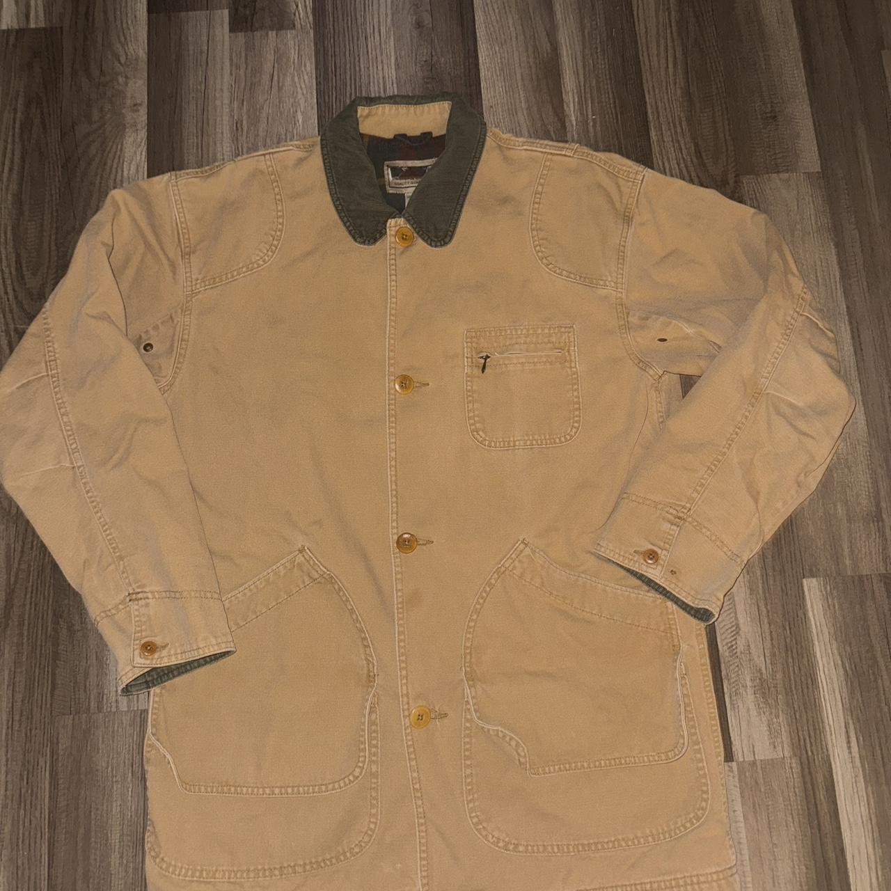 Vtg LL Bean Canvas Chore Jacket Mens Med Brown Work... - Depop