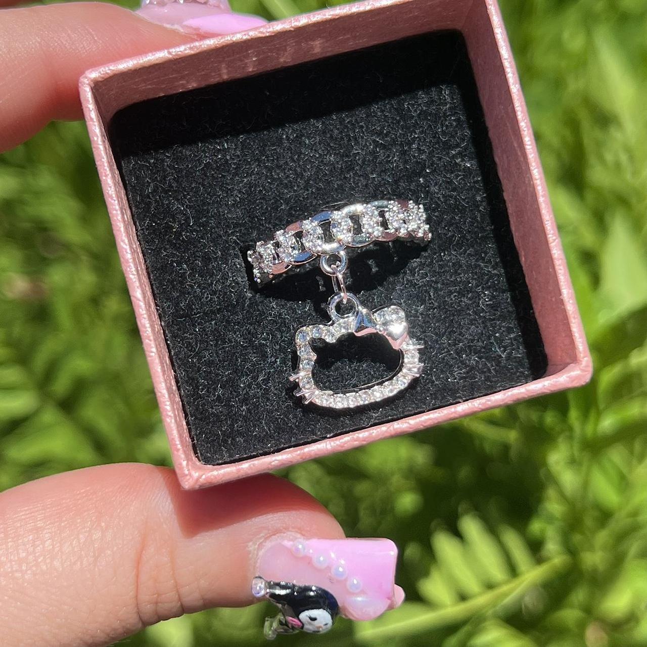 Hello Kitty Ring 🧚🏻Handmade Adjustable ring CZ... - Depop