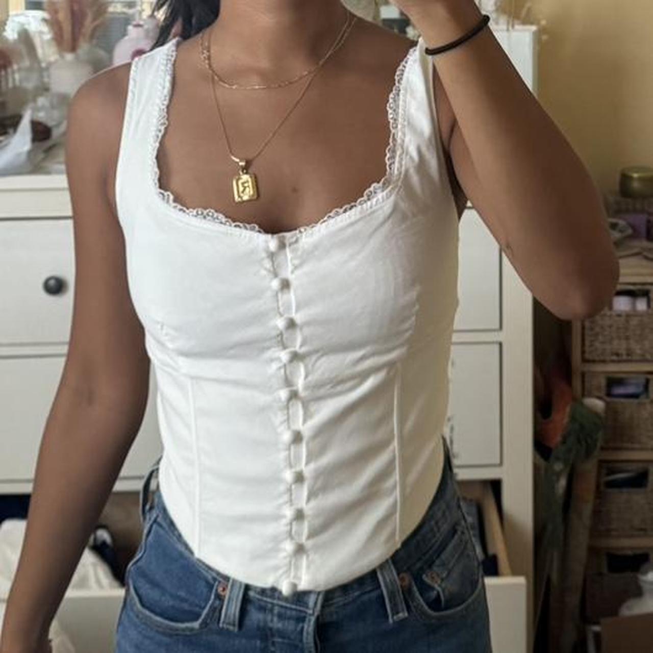 (REPOP) super cute top with lace trim, it’s so cute... - Depop