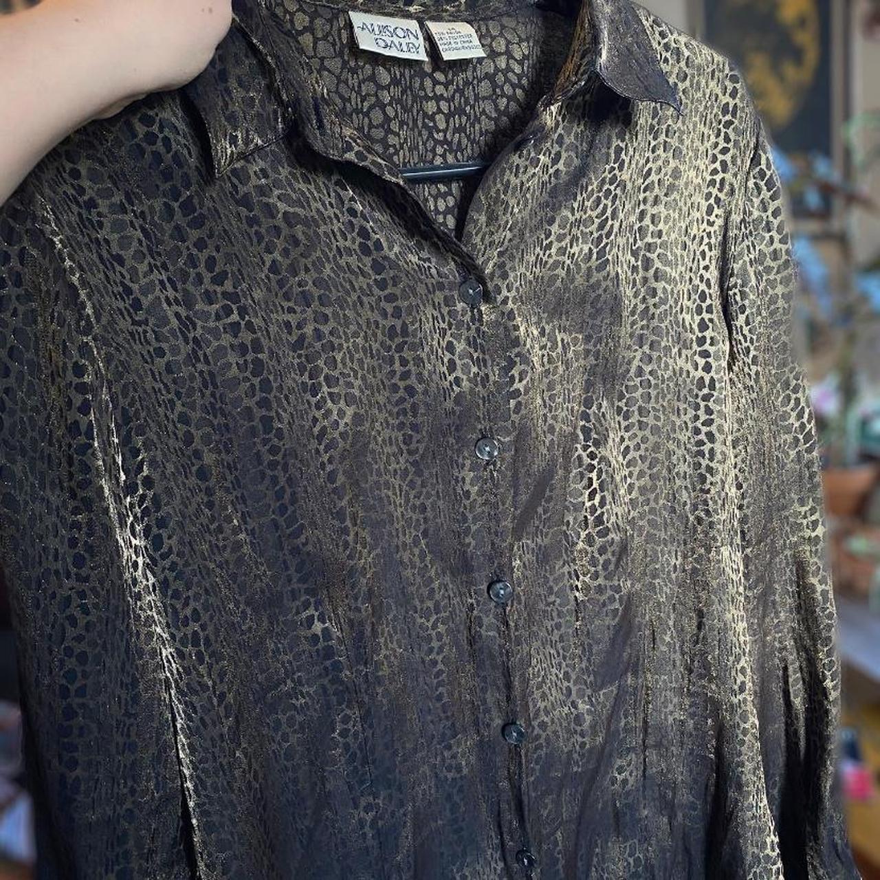Allison Daley Women's Black and Gold Blouse | Depop