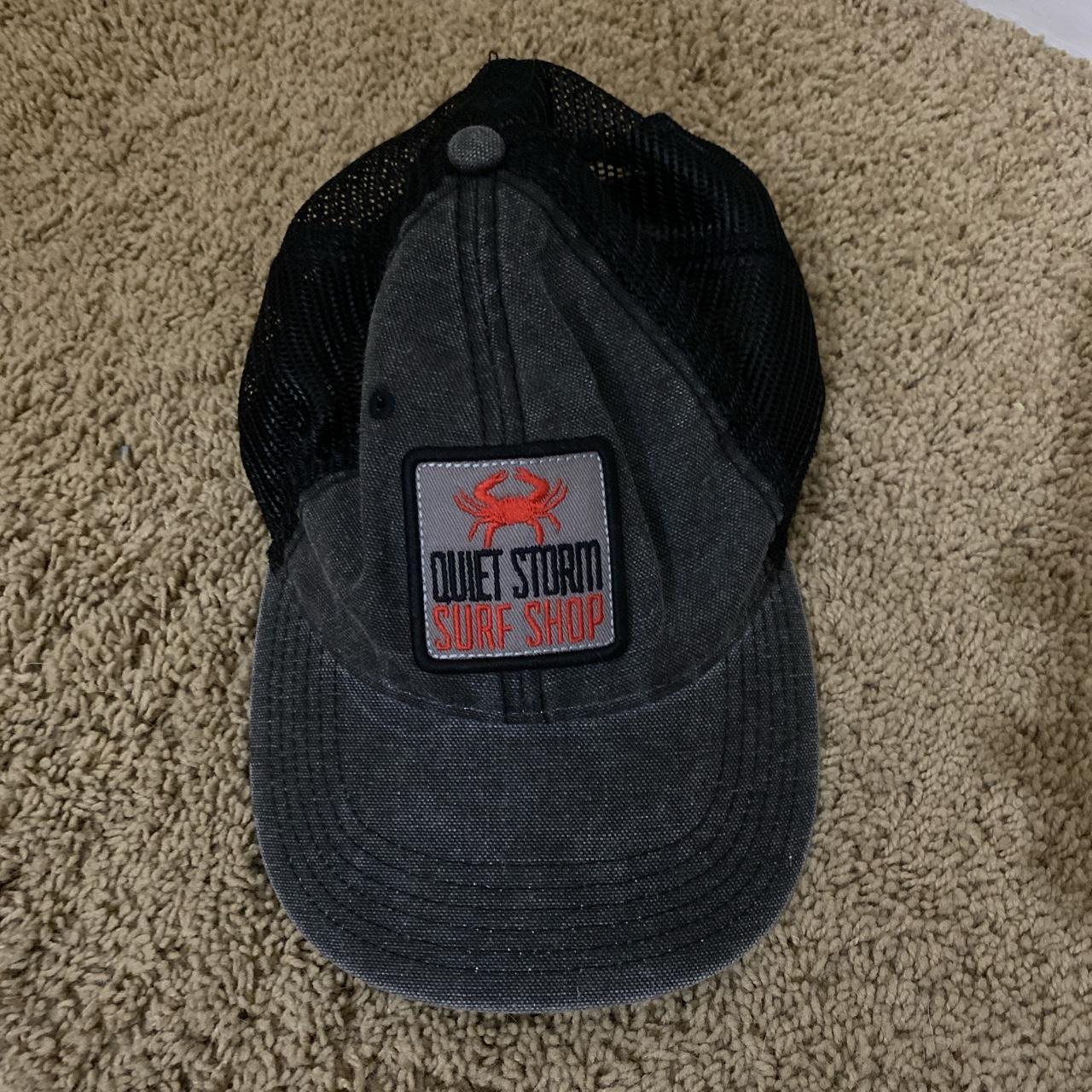 Quiet storm surf shop hat black and red with crab... - Depop