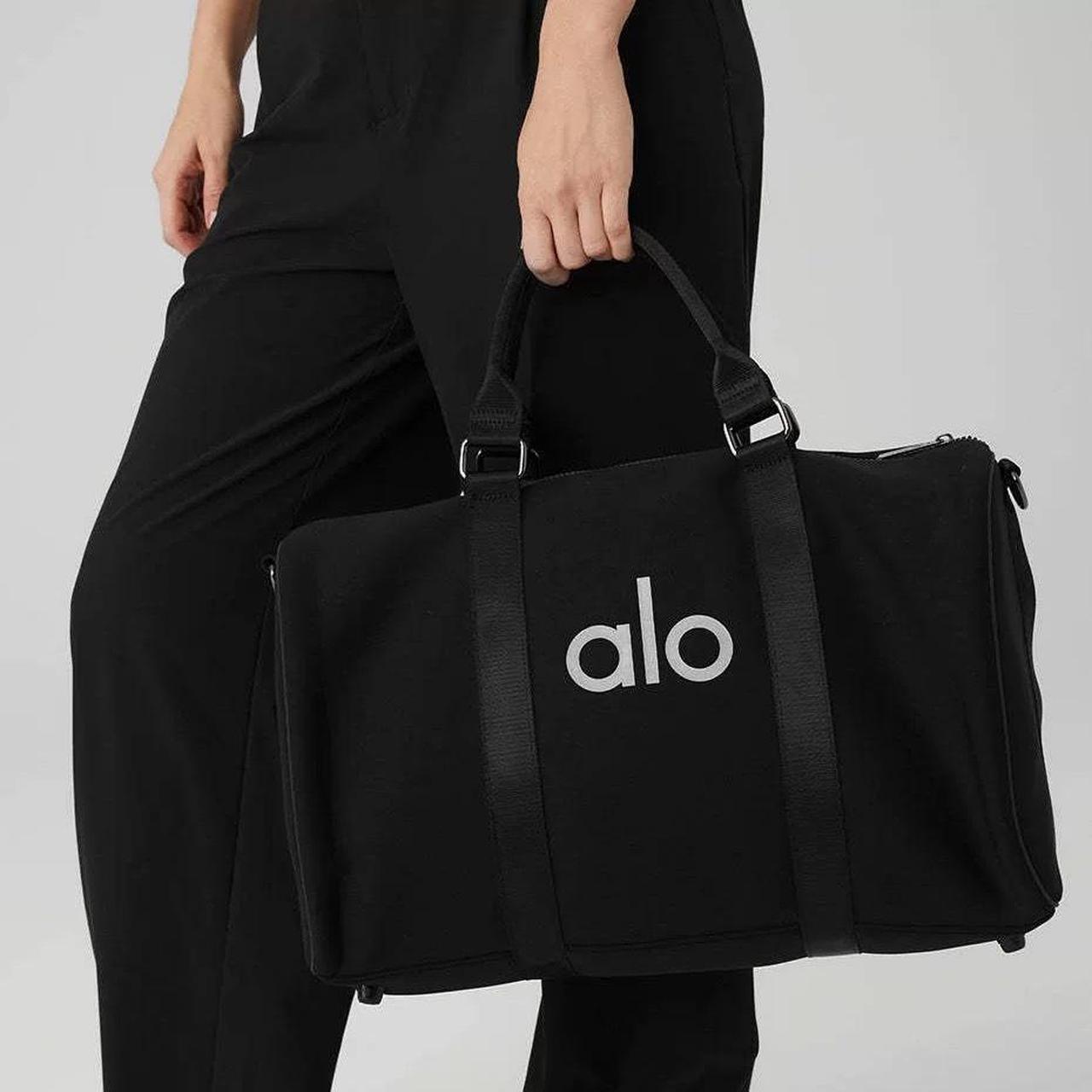 Alo black canvas duffle bag with adjustable straps... | Depop