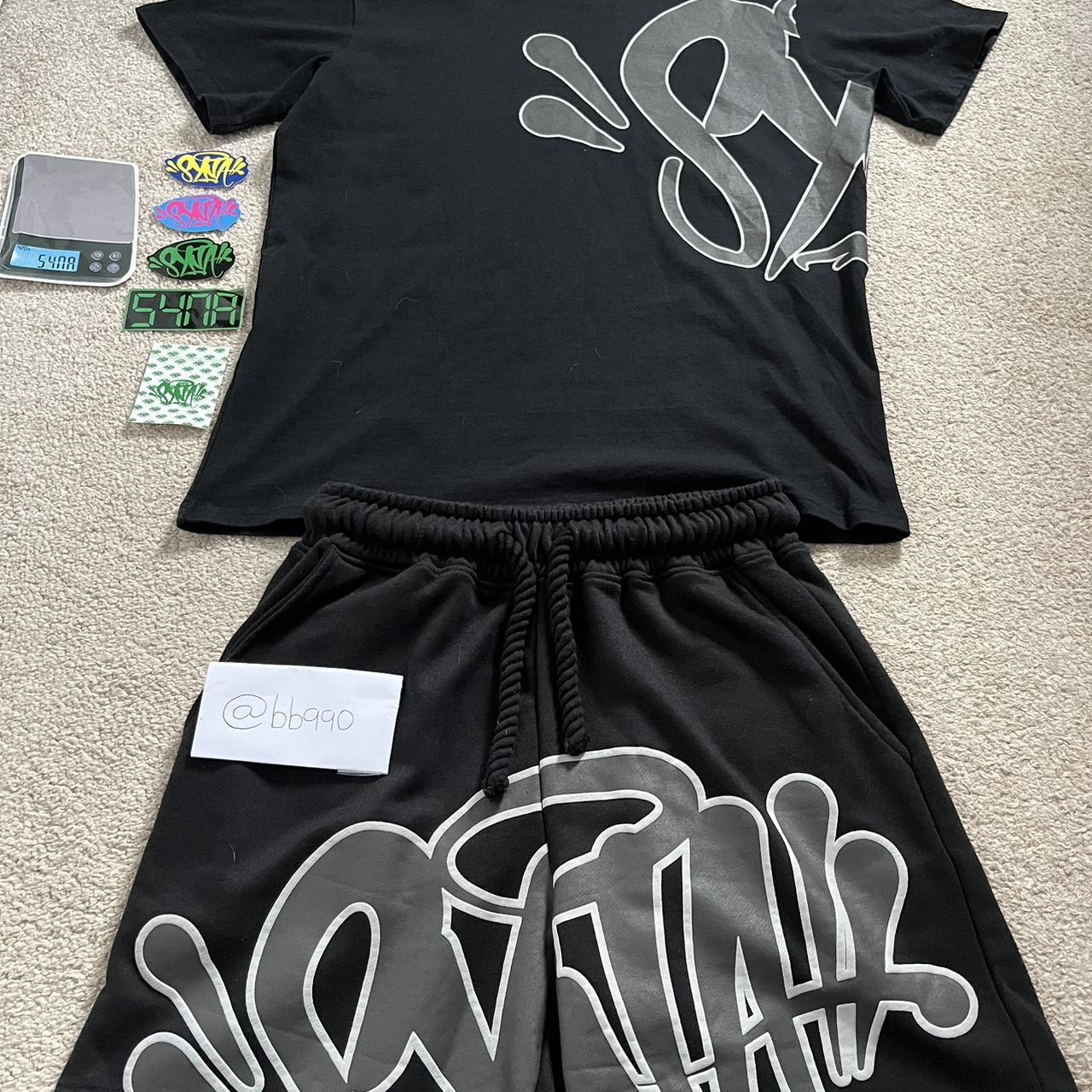Syna T-Shirt & Shorts Logo Set - Black/Grey | Size... - Depop
