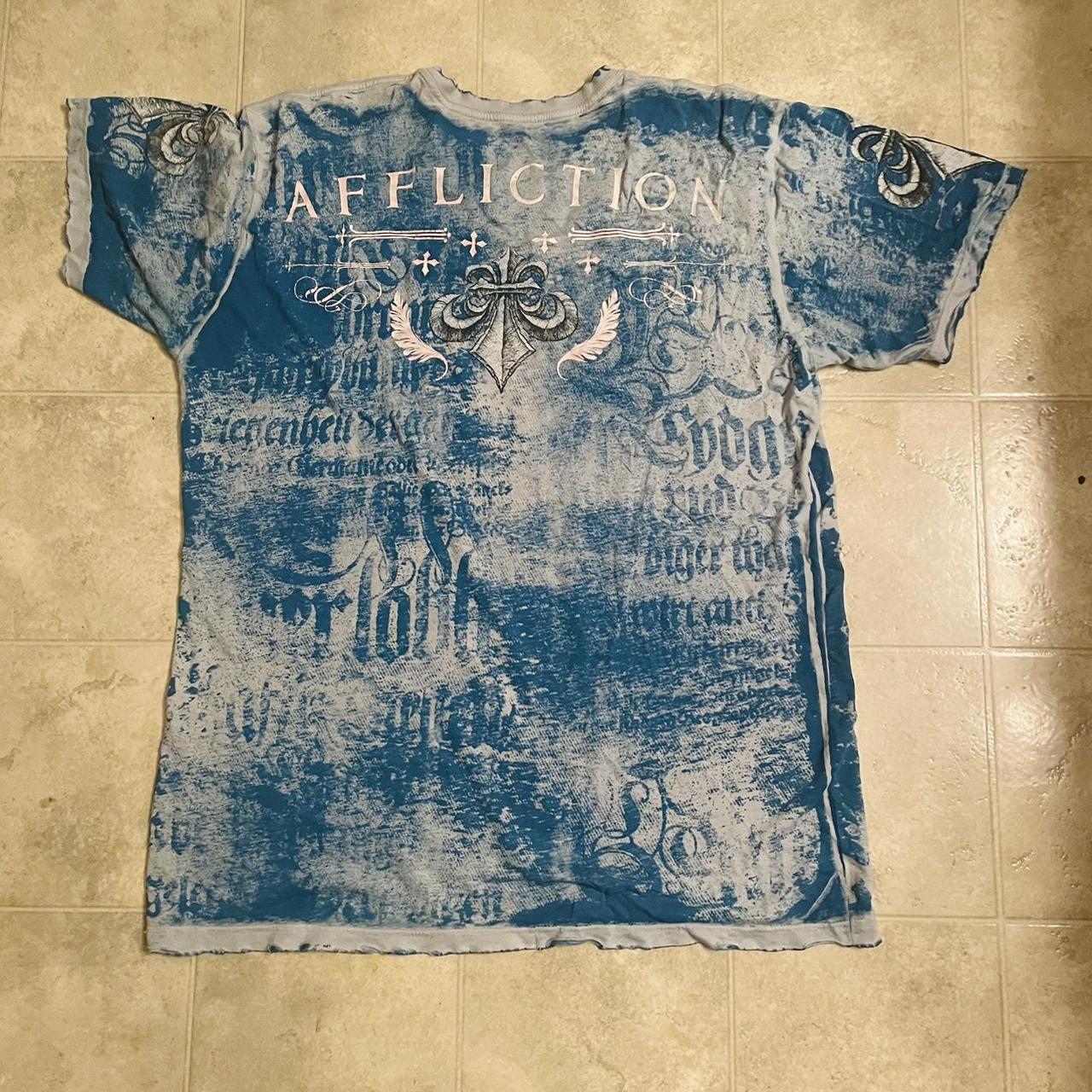 Affliction blue shirt Cool design XXl #emo #grunge... - Depop