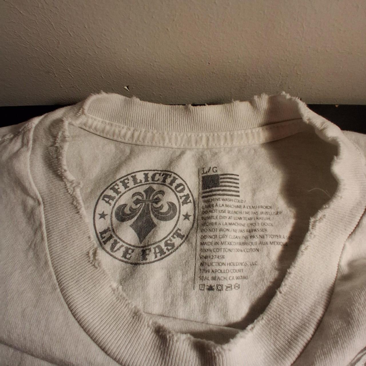 Affliction white and black t-shirt #goth... | Depop