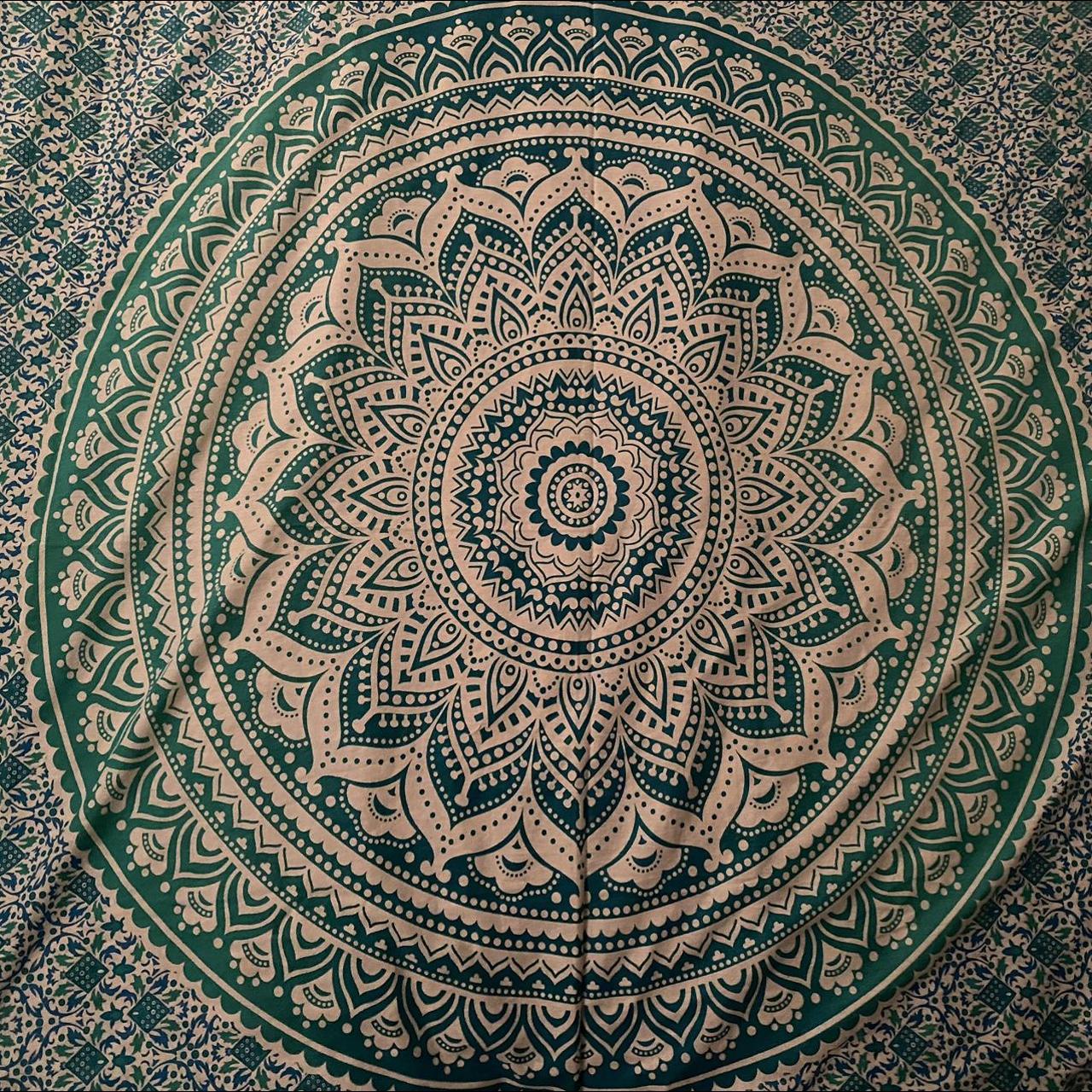 Large turquoise tapestry | wall tapestry ombre green... - Depop