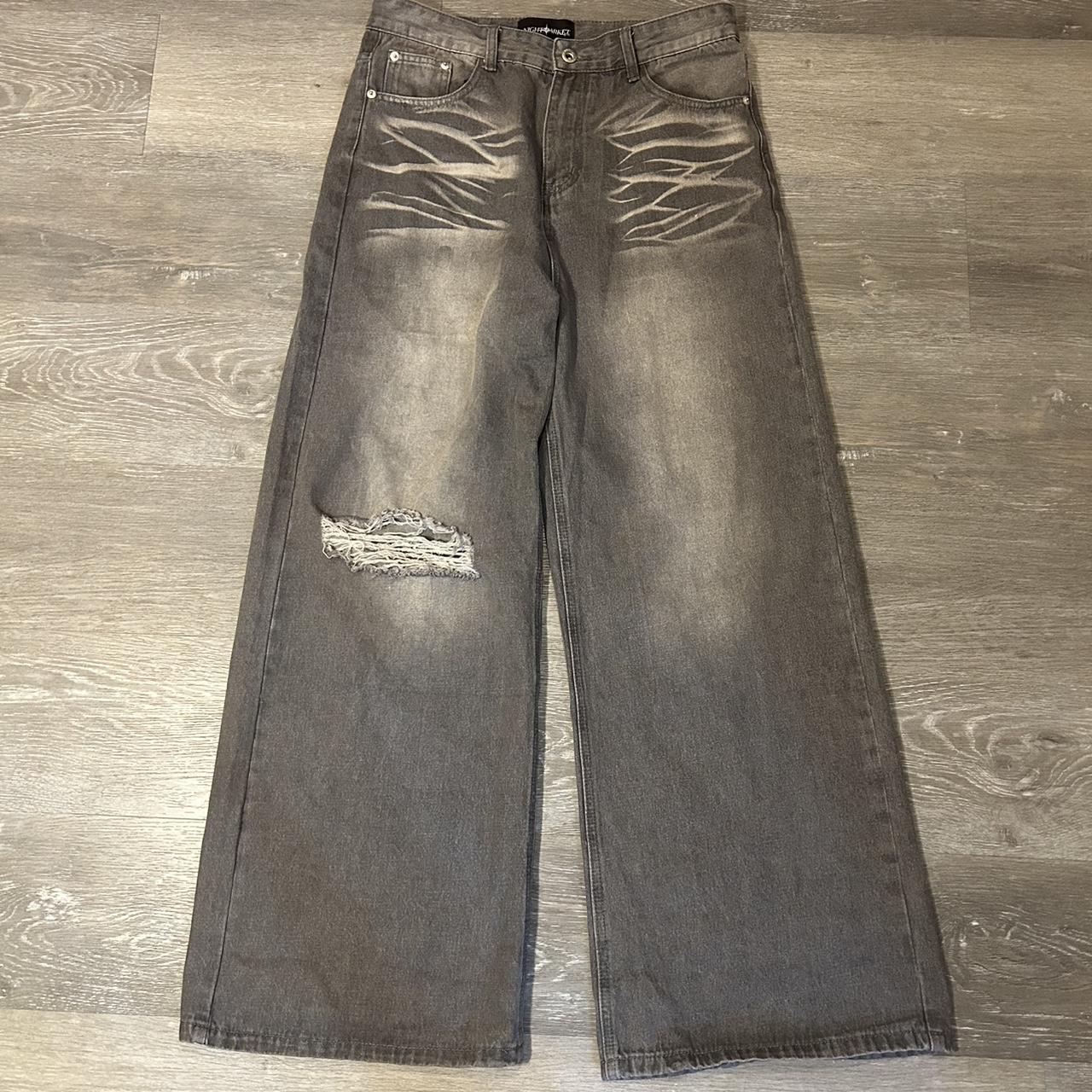 Baggy Gray Ripped jeans Leg opening 13 inches waist... - Depop