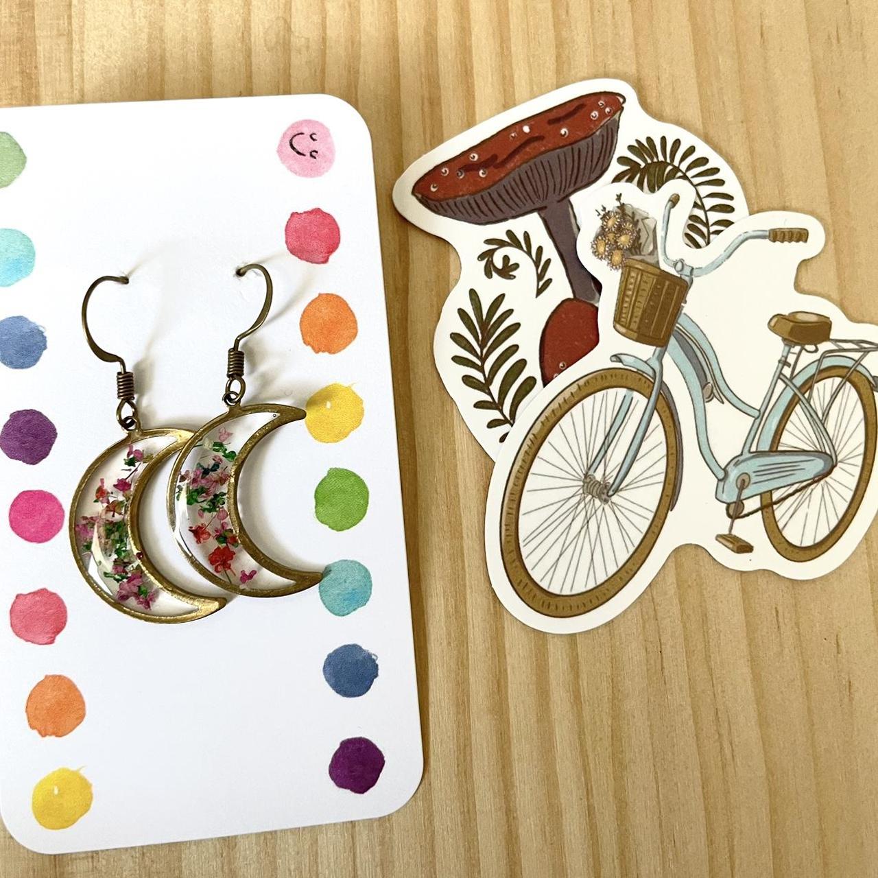 FLORAL MOON DROP EARRINGS Cute floral crescent moon... - Depop