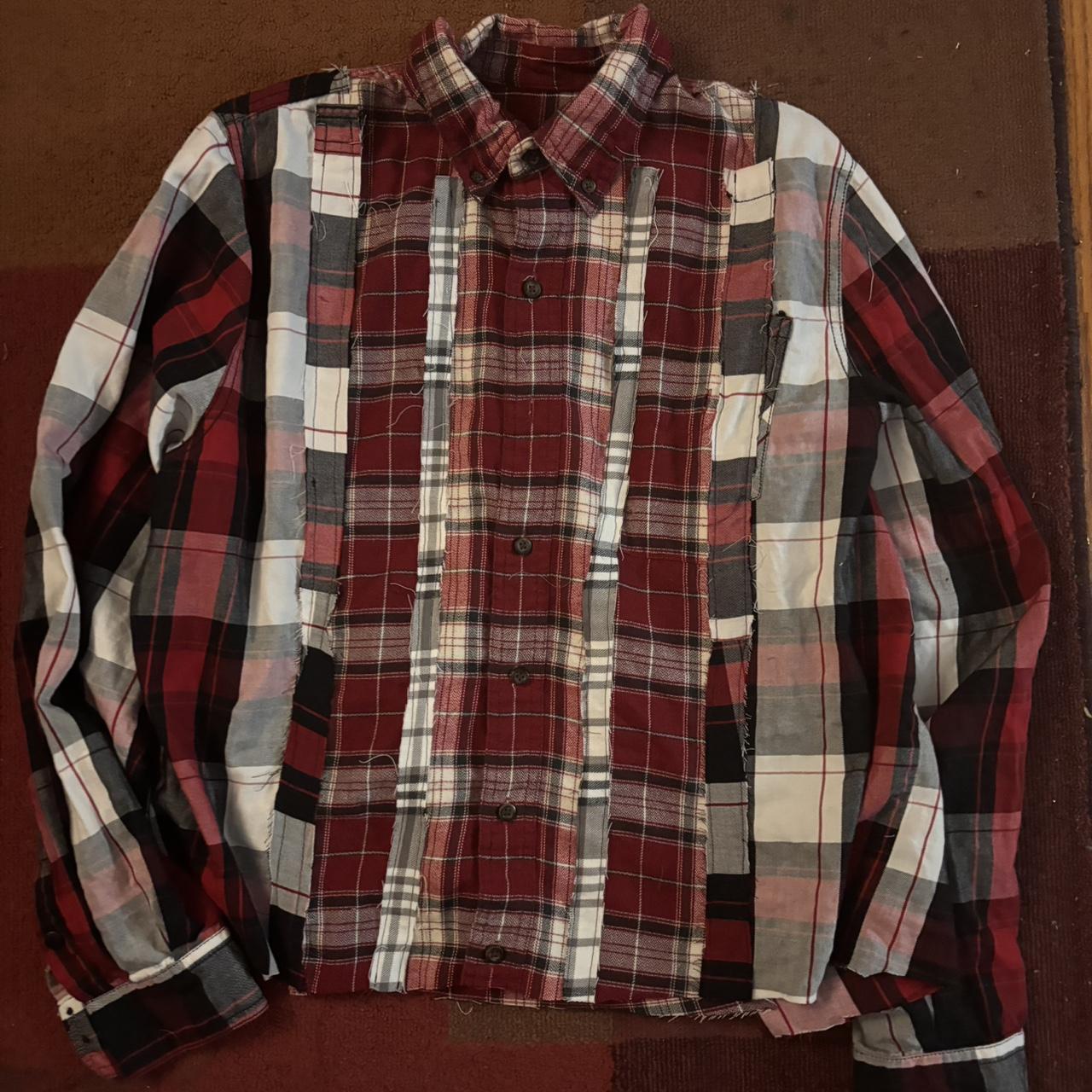 Custom multicolor flannel inspired by needles, made... - Depop
