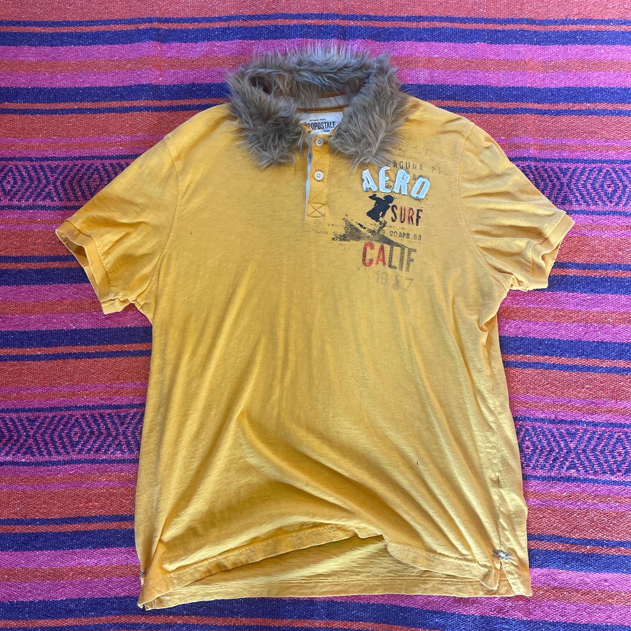 2000s polo shirt with a custom fur collar Swaggy... - Depop