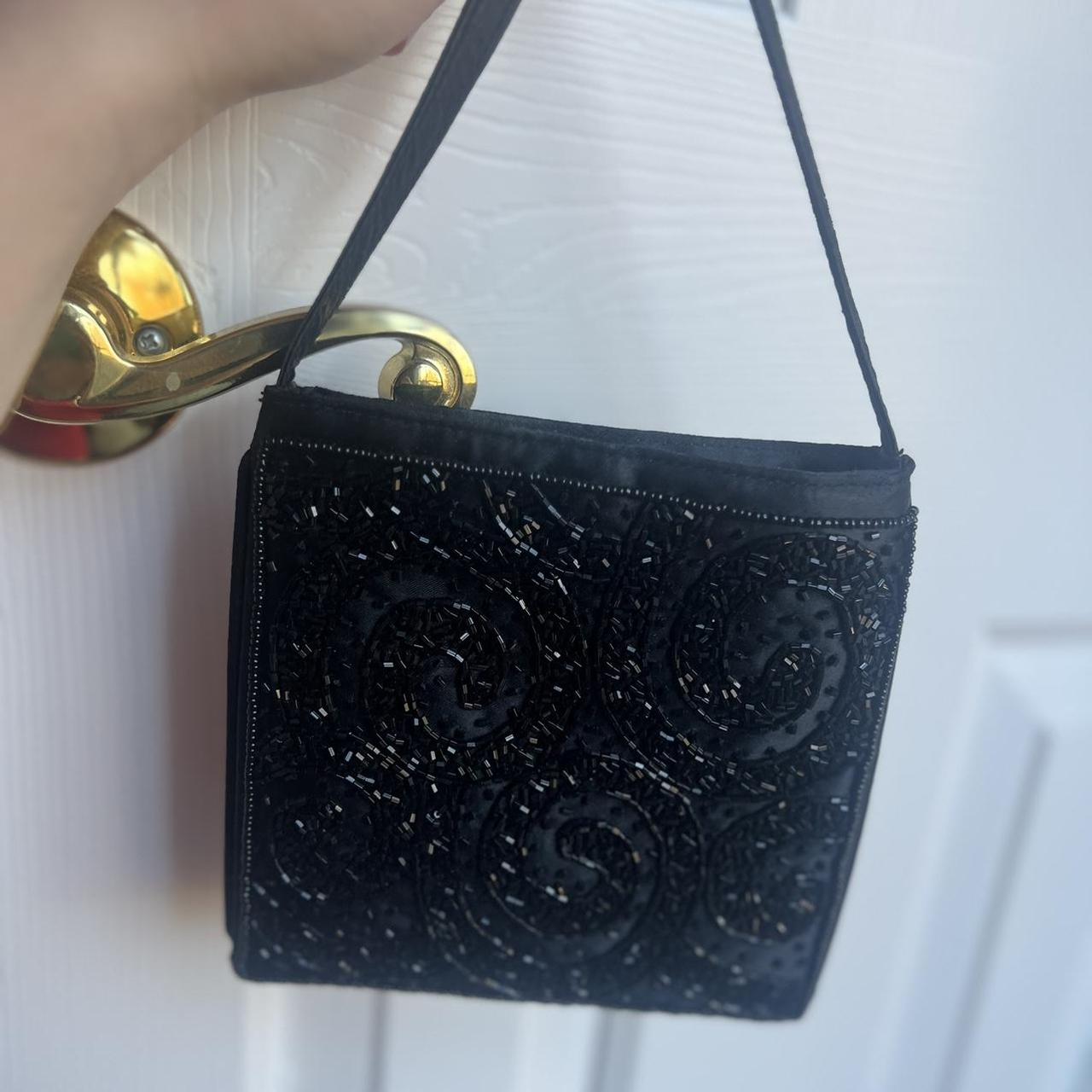 true vintage satin beaded bag! very 90s inspired.... - Depop