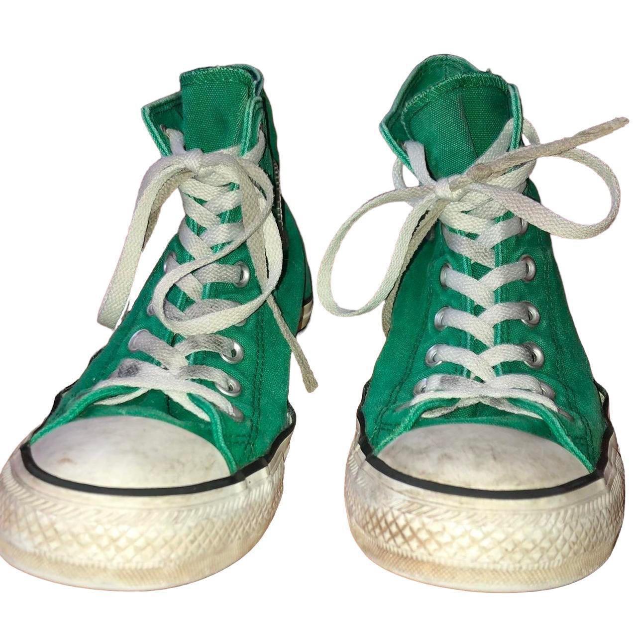 Green high top converse The converse logo is clear... - Depop