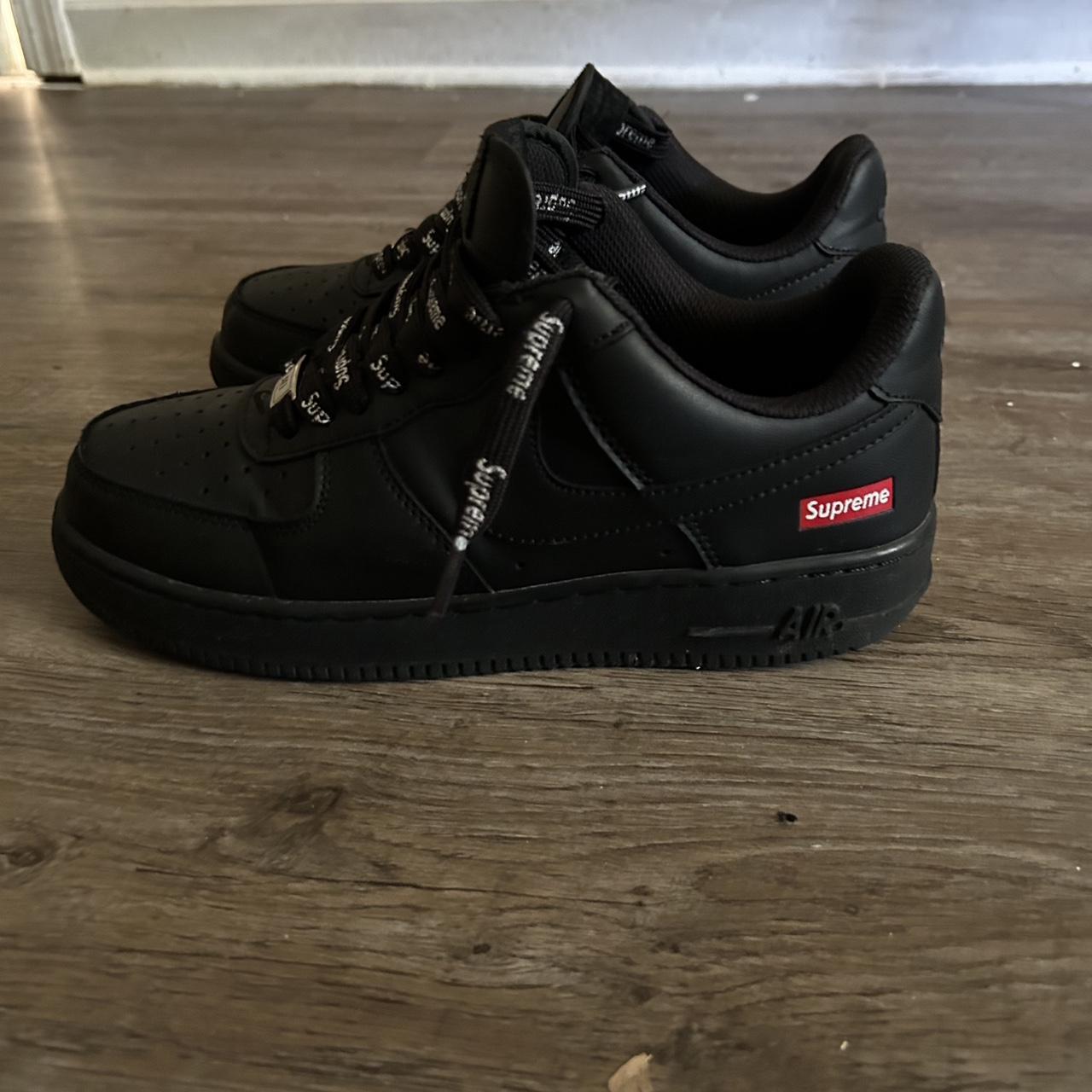 Supreme Nike Black AirForce1s with special laces... | Depop