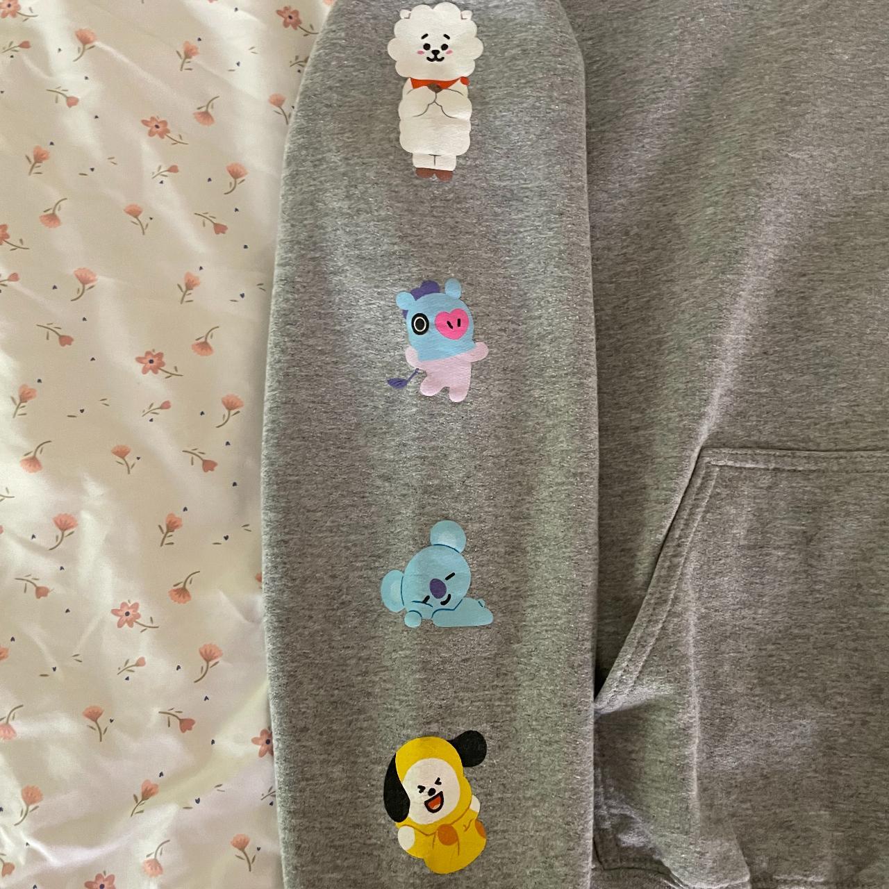 BT21 grey hoodie Size Medium Cute little... - Depop