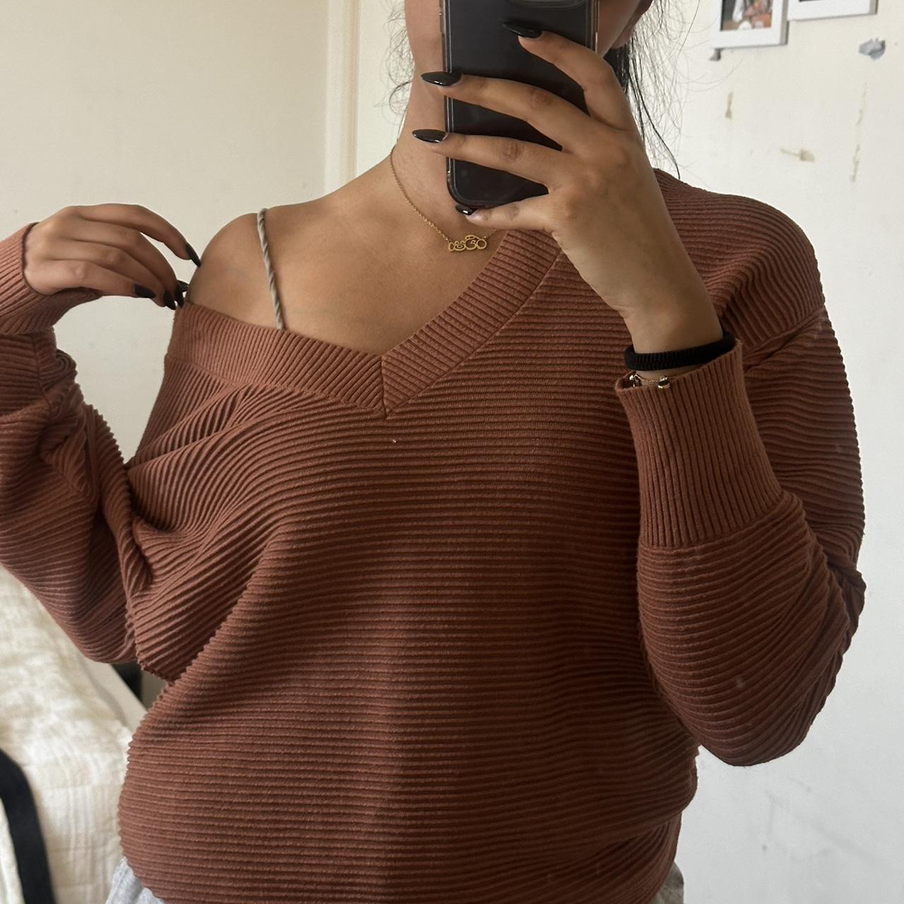 brown off the shoulder jumper let me know if you’d... - Depop