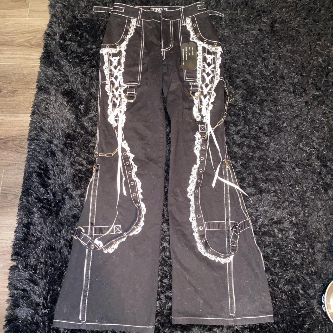 Tripp NYC Women's Black and White Trousers | Depop
