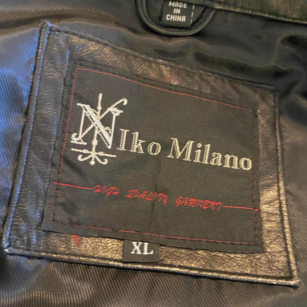 NWT Niko Milano Black Leather Bomber Jacket Size XL - Depop