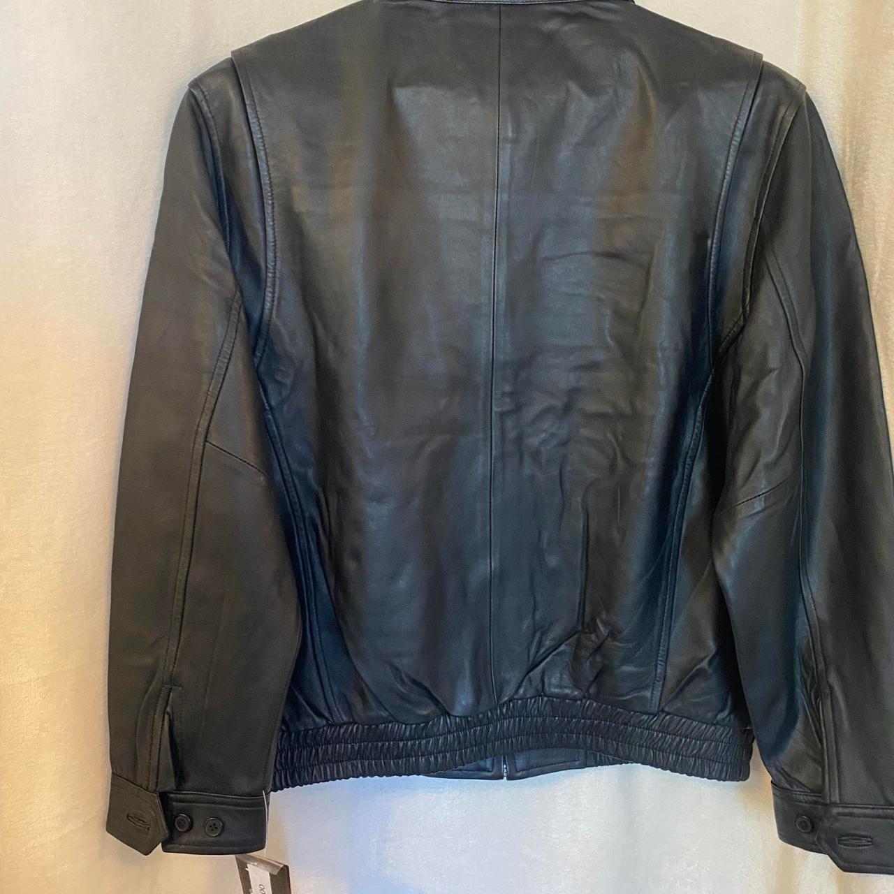 NWT Niko Milano Black Leather Bomber Jacket Size XL - Depop