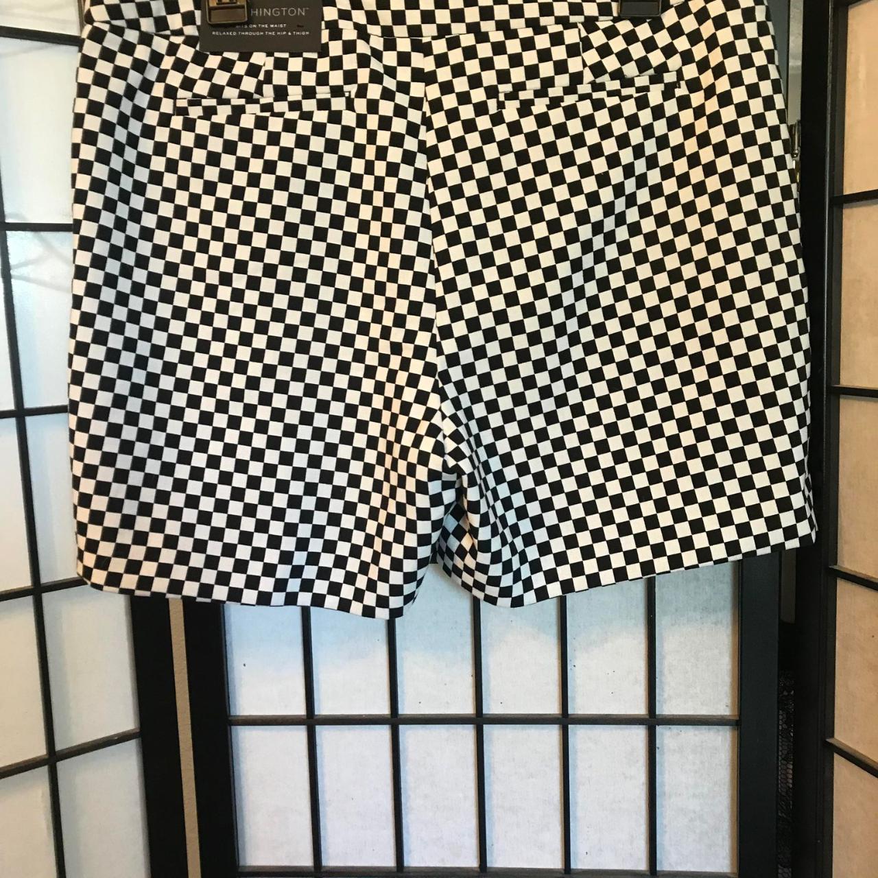 NWT Women's Black/ White Checkerboard Shorts Size 12 - Depop