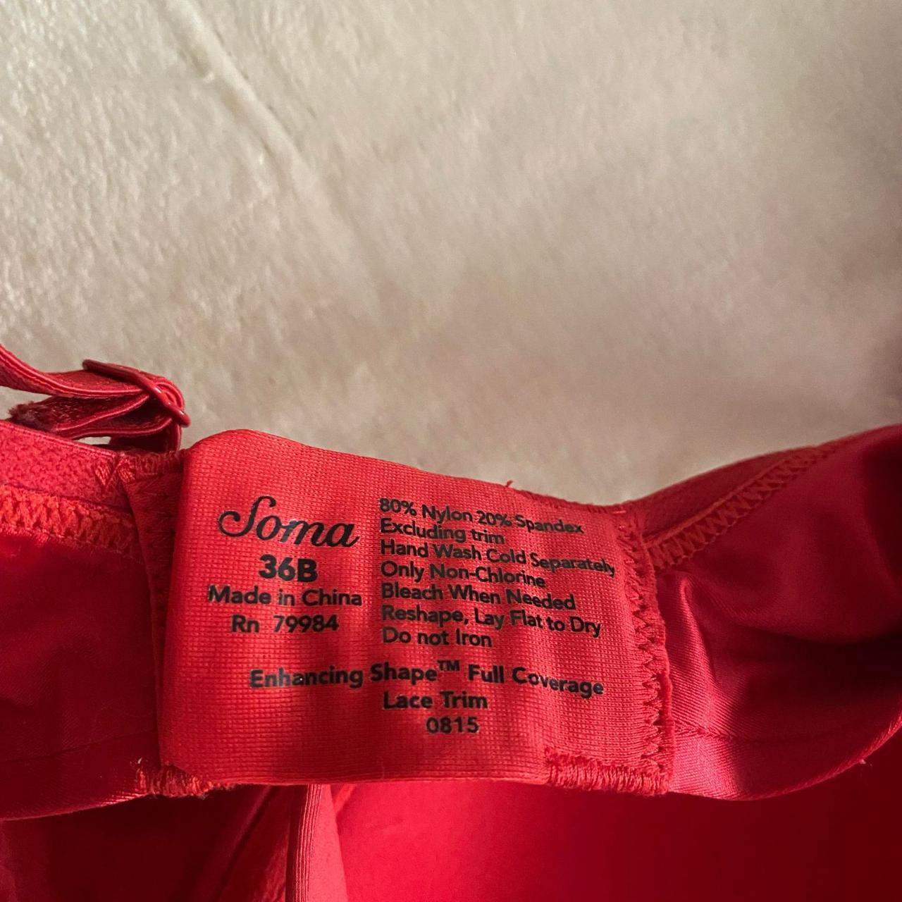 EUC Soma Red Bra with Rhinestones Size 36B - Depop
