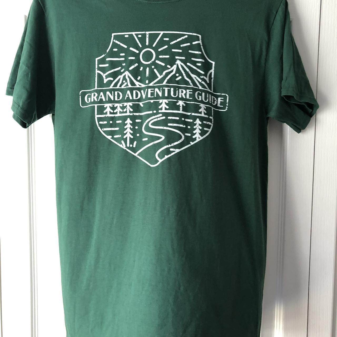 Grand Adventure Guide Unisex Green Graphic T-shirt... - Depop