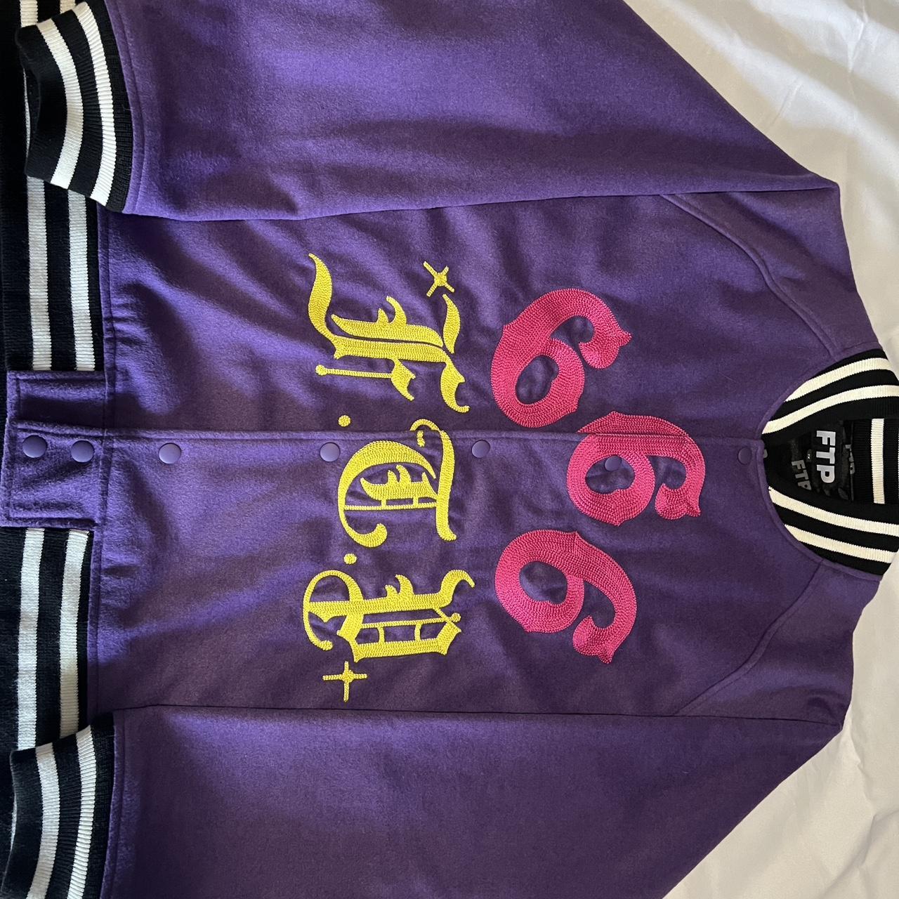 Button up Purple FTP 666 bomber jacket. FTP logo... - Depop