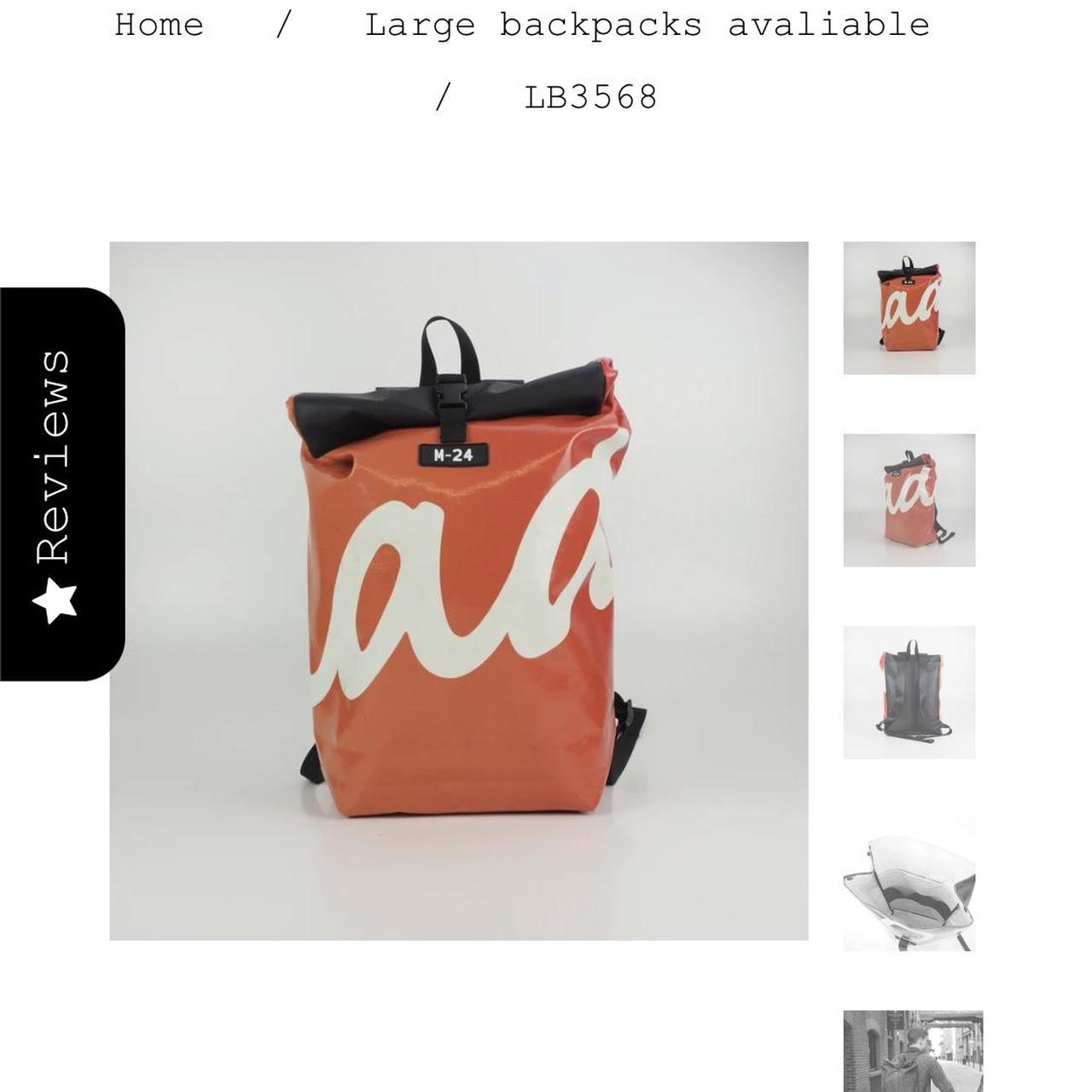 M-24 large rucksack in orange and typographic... - Depop