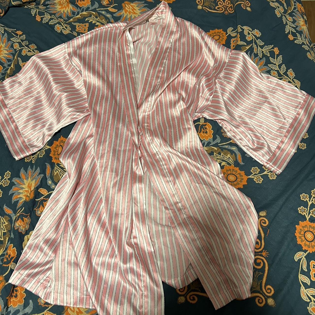 Satin Pink And White Striped Victorias Secret Robe • Depop